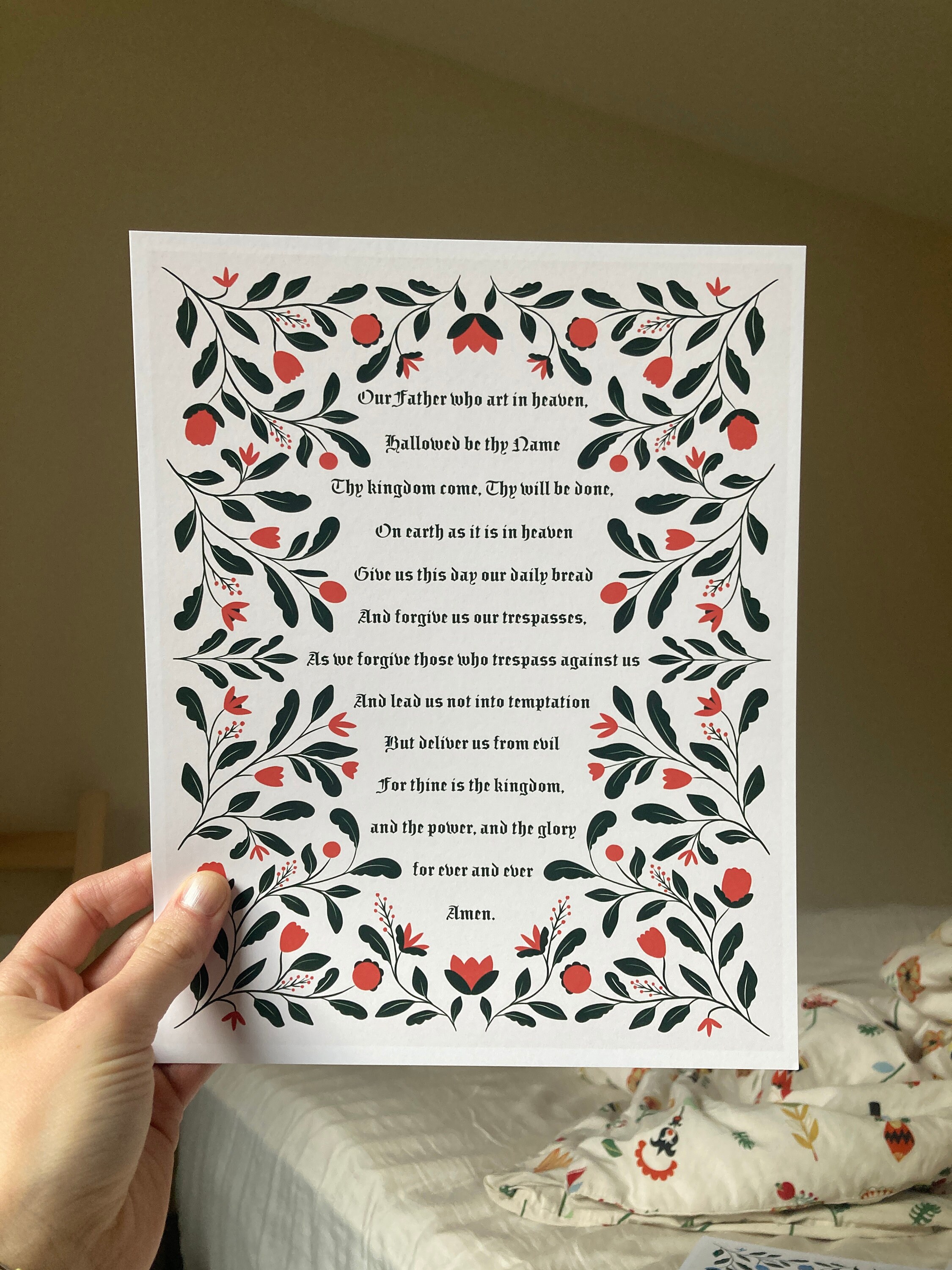 The Lord's Prayer Scandinavian Art Print Prayer Folk Art - Etsy