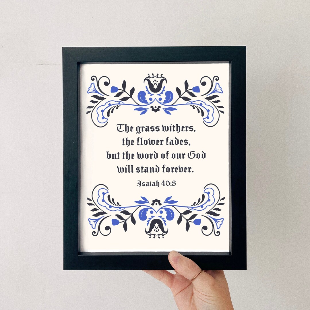 Isaiah 40:8 Art Print, Biblical Art, Folk Art 8x10" Print, Scripture ...