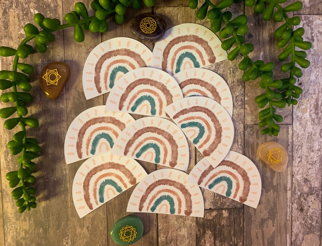 Handmade Stickers - Boho Rainbow Stickers - Rainbow Stickers - Set of 3 ...
