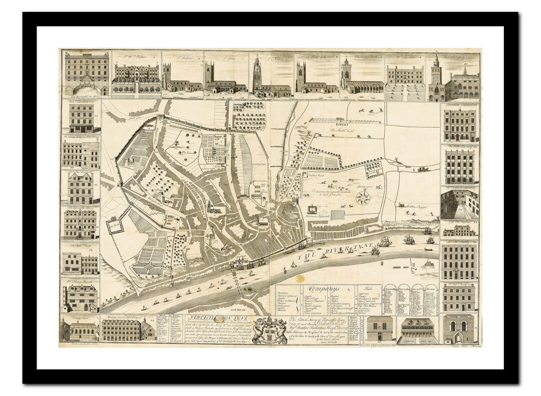Old Map of Newcastle England UK Europe 1723 - Art Print - Vintage ...