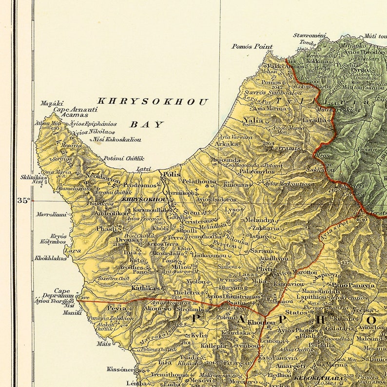 Old Map of Cyprus Europe 1901 Art Print Vintage Poster Antique Old ...