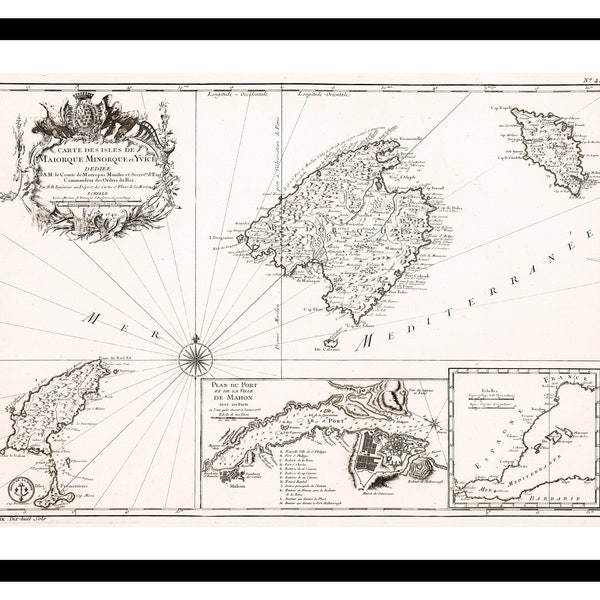 Old Map of Mallorca Menorca Spain Europe 1740 Art - Etsy