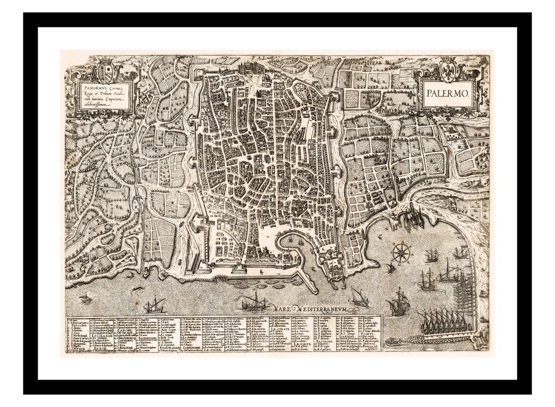 Old Map of Palermo Italy Europe 1588 - Art Print - Vintage Poster ...
