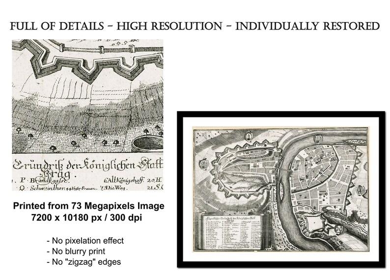 Old Map of Prague Czech Europe 1712 - Art Print - Vintage Poster ...