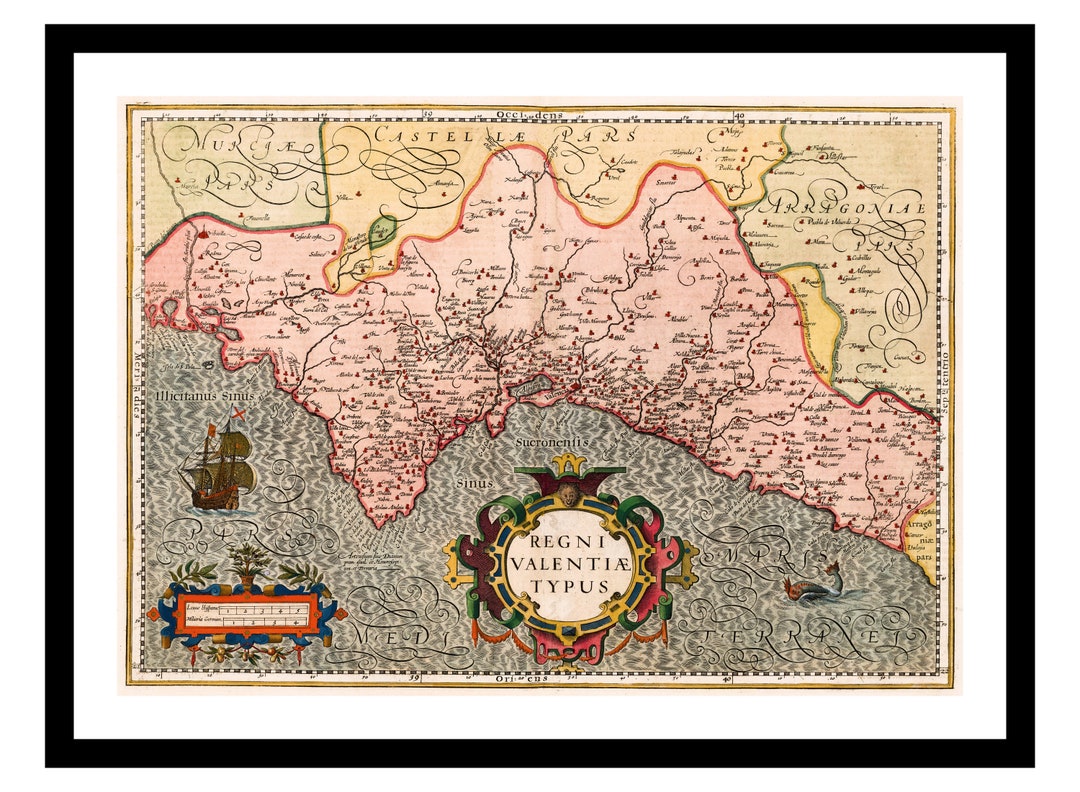 Old Map of Valencia Spain Europe 1623 - Art Print - Vintage Poster ...