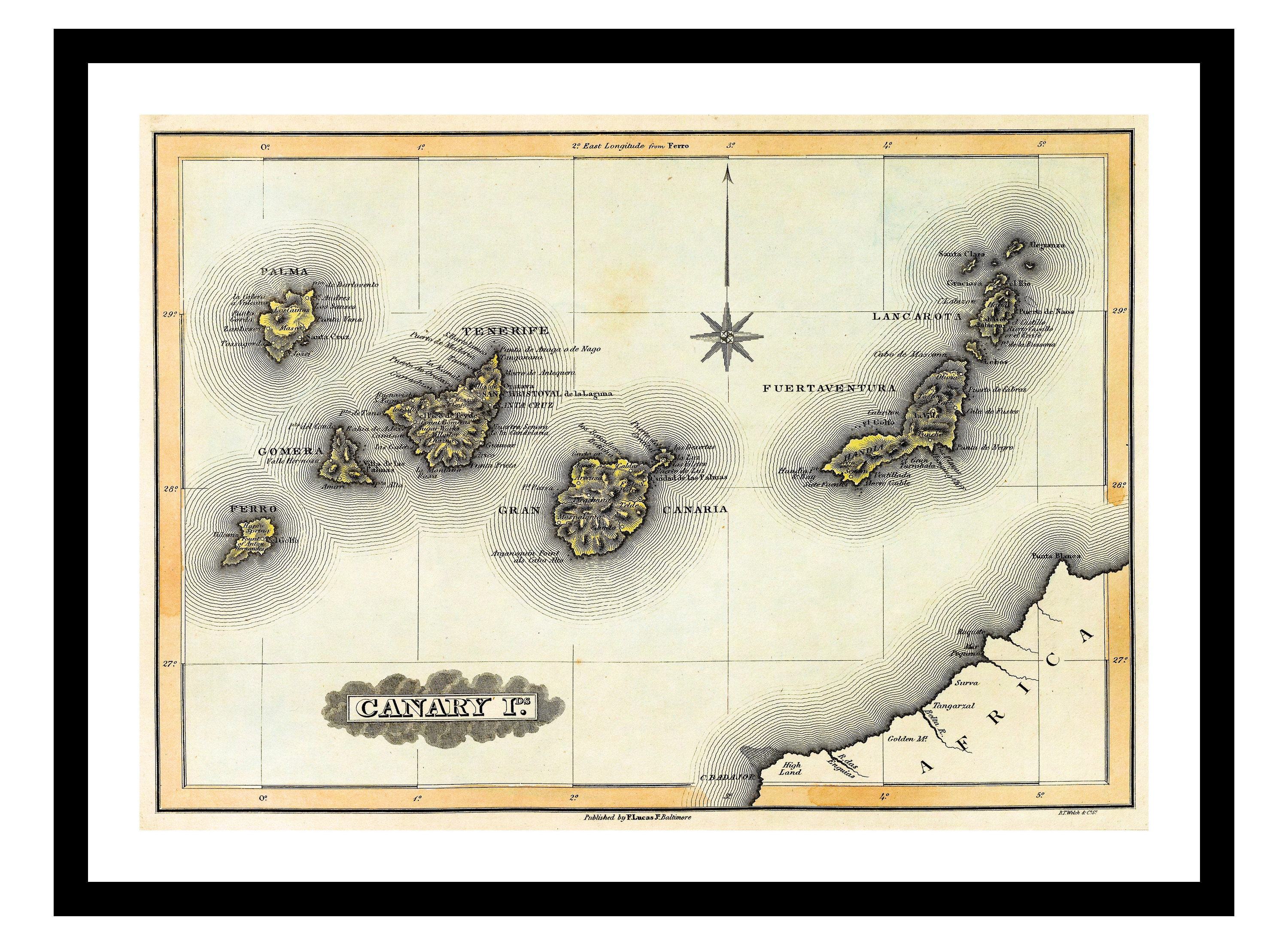 Old Map of Canary Islands Spain Europe 1823 Art Print - Etsy
