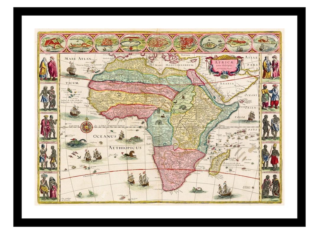 Old Map of Africa 1665 - Art Print - Vintage Poster - Antique Old ...