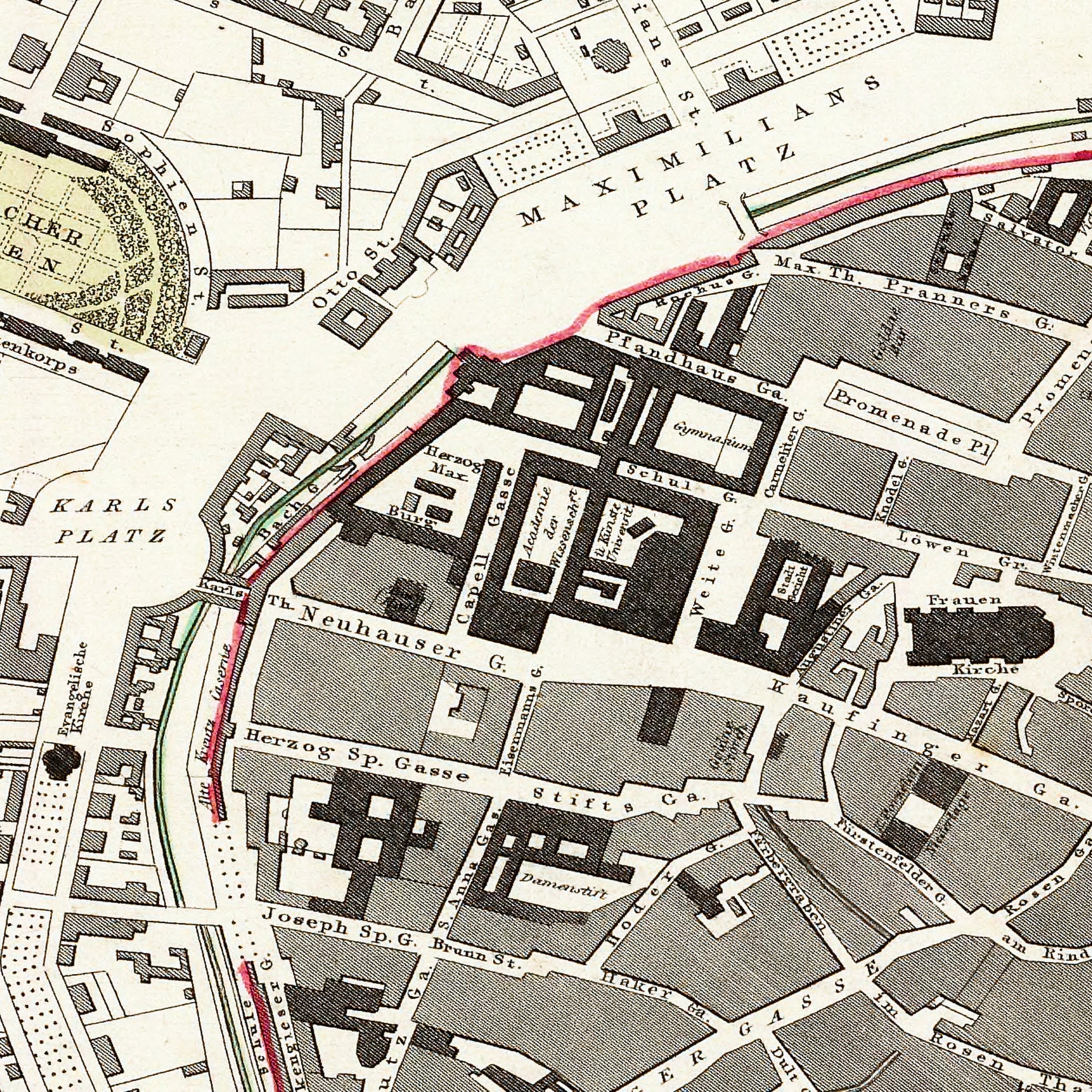 Old Map of Munich Germany Europe 1832 Art Print Vintage Poster Antique ...