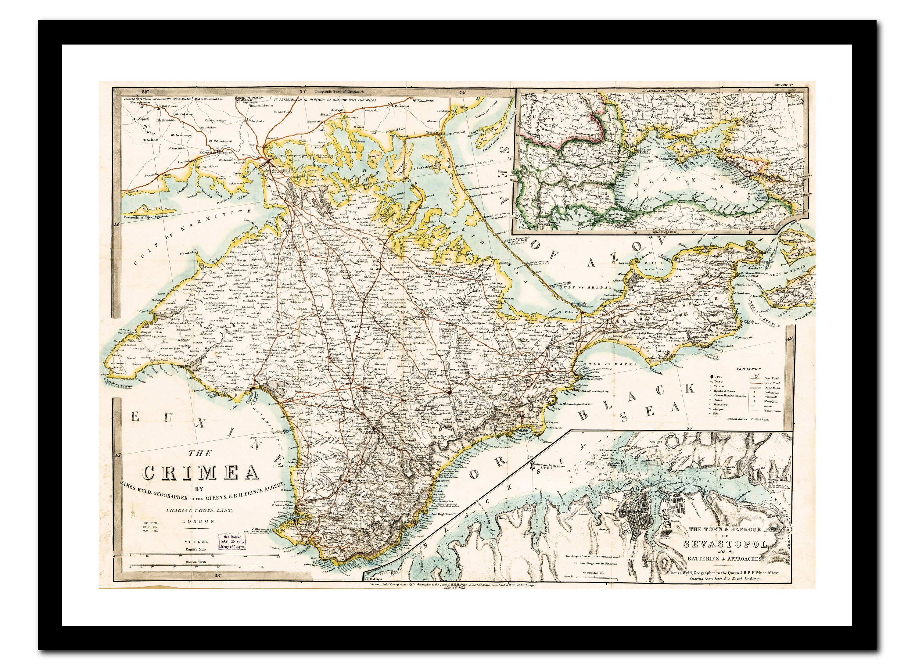 Old Map of Crimea Ukraine Europe 1855 Art Print Vintage - Etsy