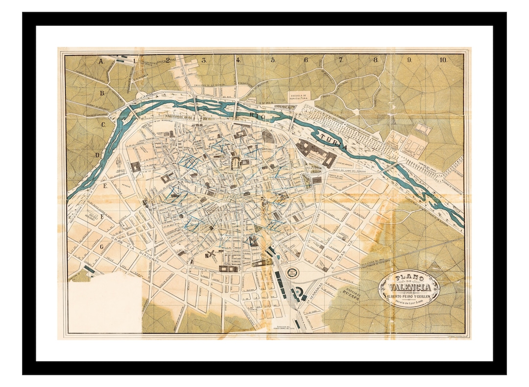 Old Map of Valencia Spain Europe 1890 - Art Print - Vintage Poster ...