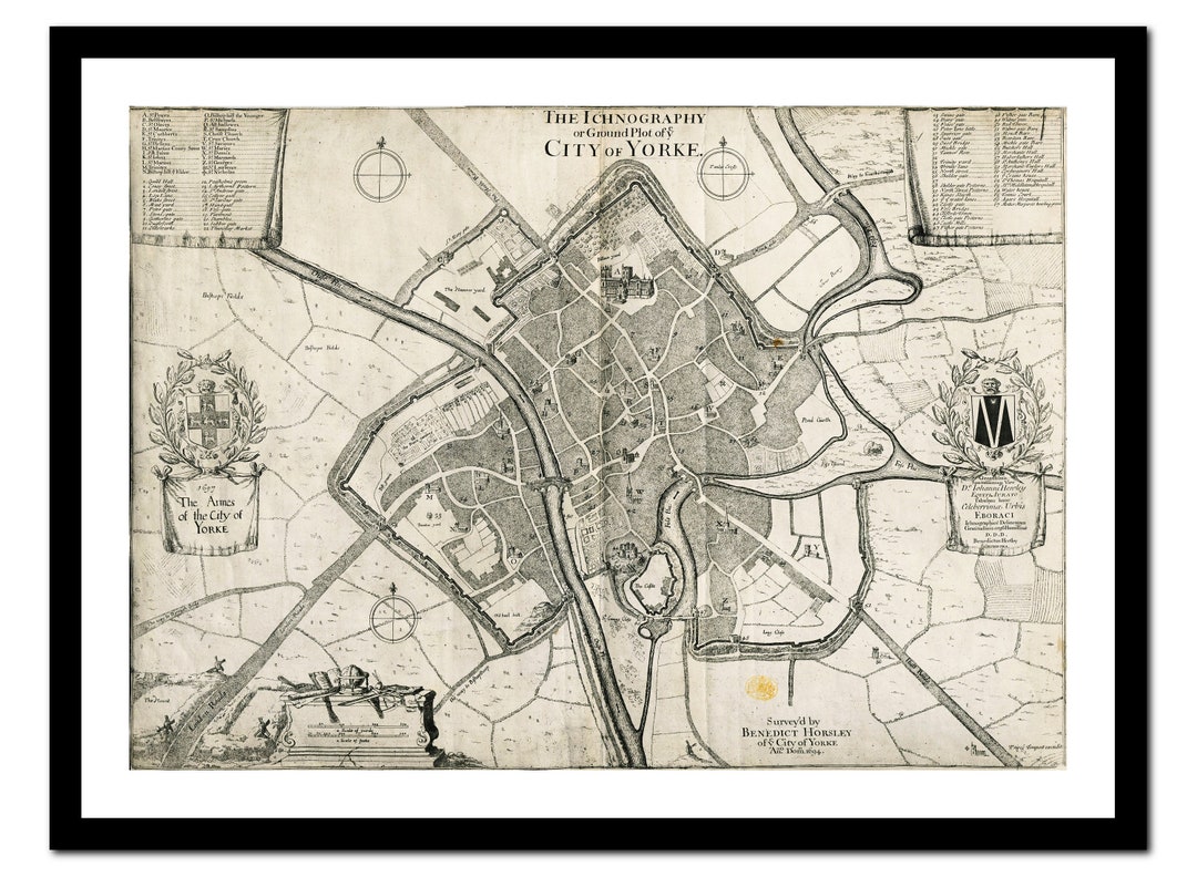 Old Map of York England UK Europe 1697 - Art Print - Vintage Poster ...