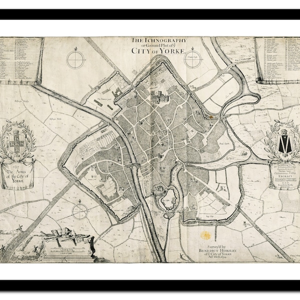 Old Map of York England Uk Europe 1697 Art - Etsy
