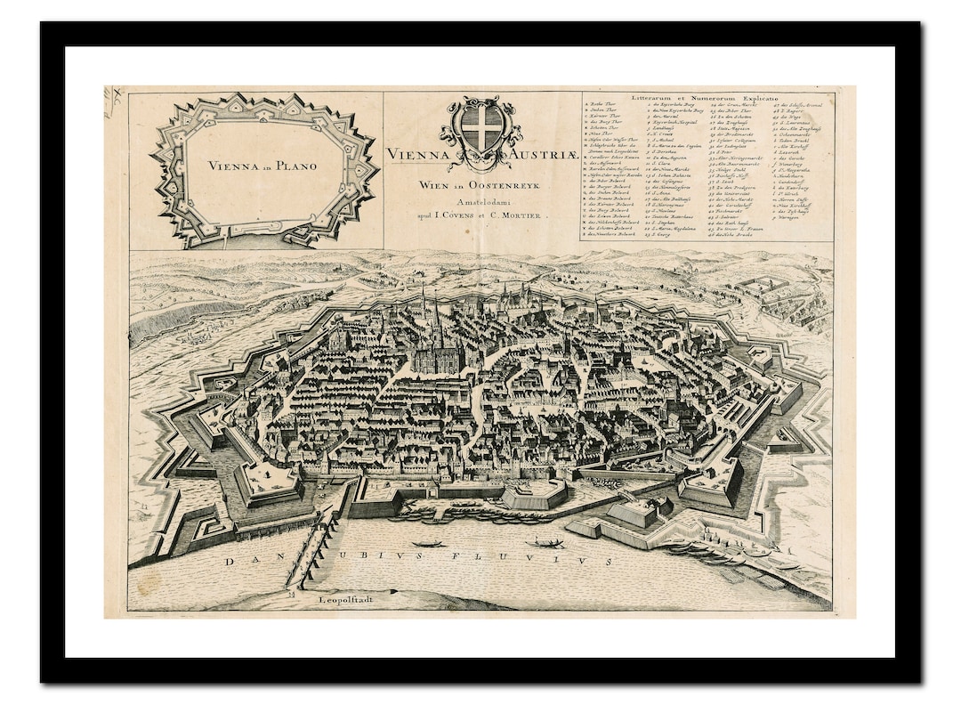 Old Map of Vienna Austria Europe 1721 - Art Print - Vintage Poster ...