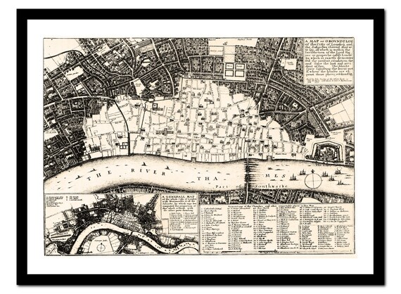 Old Map of London England UK Europe 1666 Art Print Vintage - Etsy