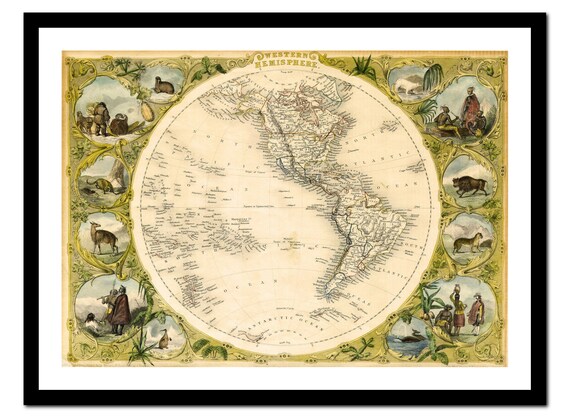 Old Map of World 1850 Art Print Vintage Poster Antique - Etsy