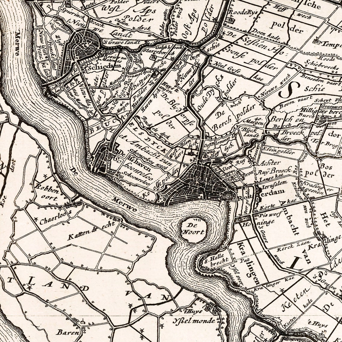Old Map of Rotterdam Netherlands Europe 1629 Art Print Vintage Poster ...