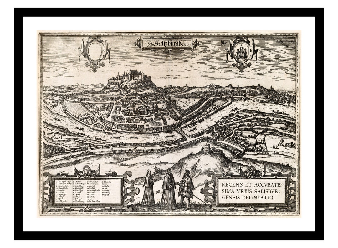 Old Map of Salzburg Austria Europe 1581 - Art Print - Vintage Poster ...