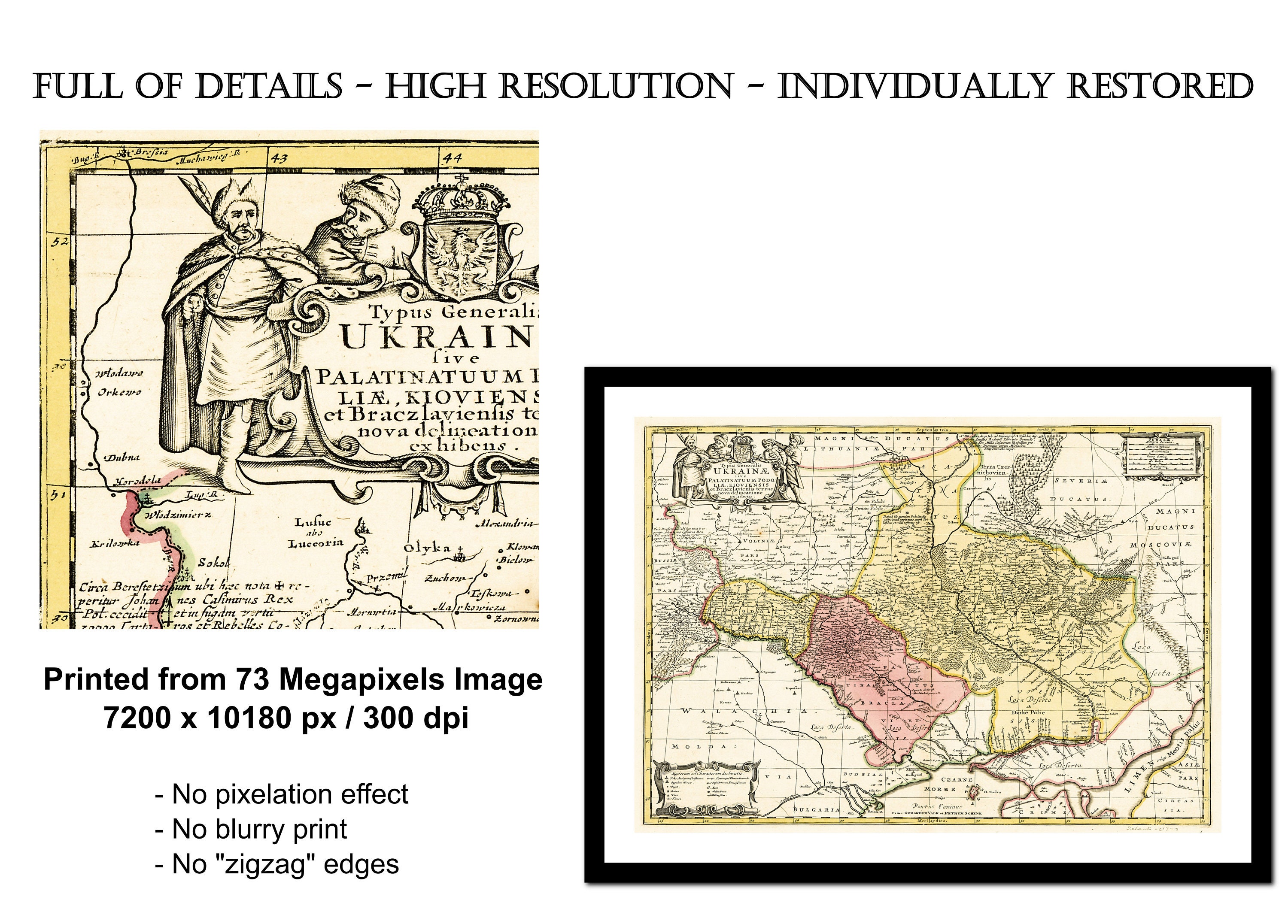 Old Map of Ukraine Europe 1705 - Art Print - Vintage Poster - Antique ...