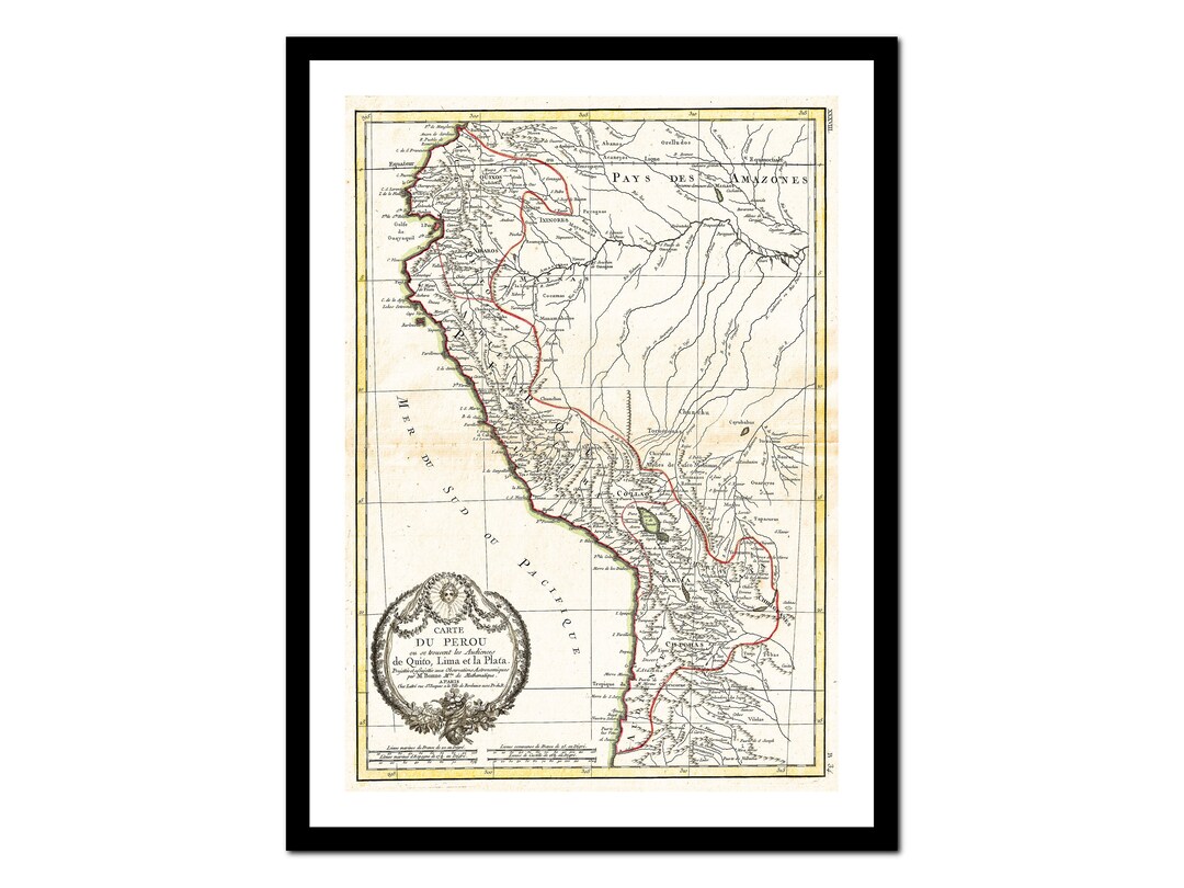 Old Map of Peru Ecuador Bolivia America 1775 - Art Print - Vintage ...