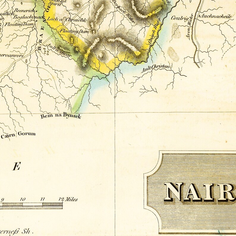 Old Map of Nairn Elgin Scotland UK 1832 Art Print Vintage Poster ...