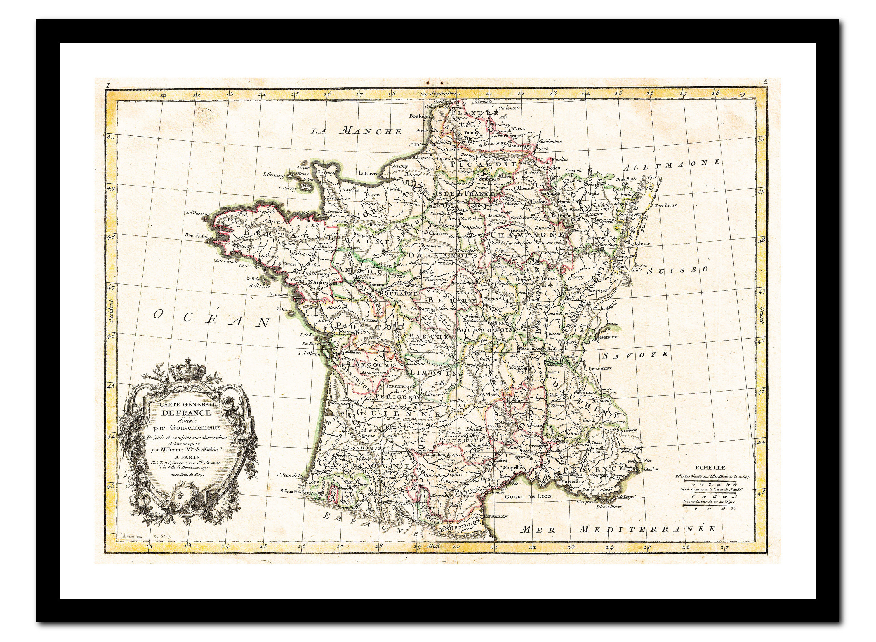 Old Map of France Europe 1771 Art Print Vintage Poster Antique Old ...