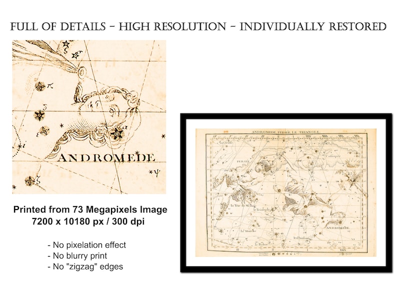 Old Map of Andromeda Perseus 1795 - Astronomy Art Print - Vintage ...