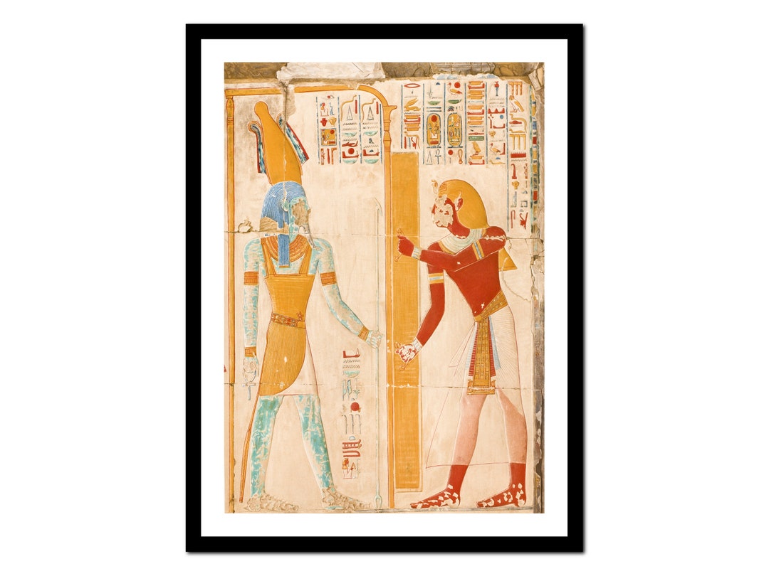 Egyptian Art Print - Ancient Pyramid God Painting - Vintage Poster ...