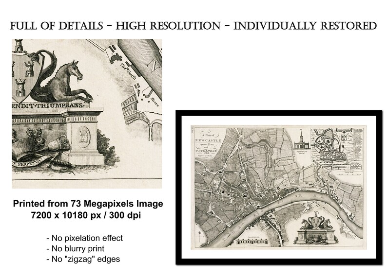 Old Map of Newcastle England UK Europe 1788 - Art Print - Vintage ...