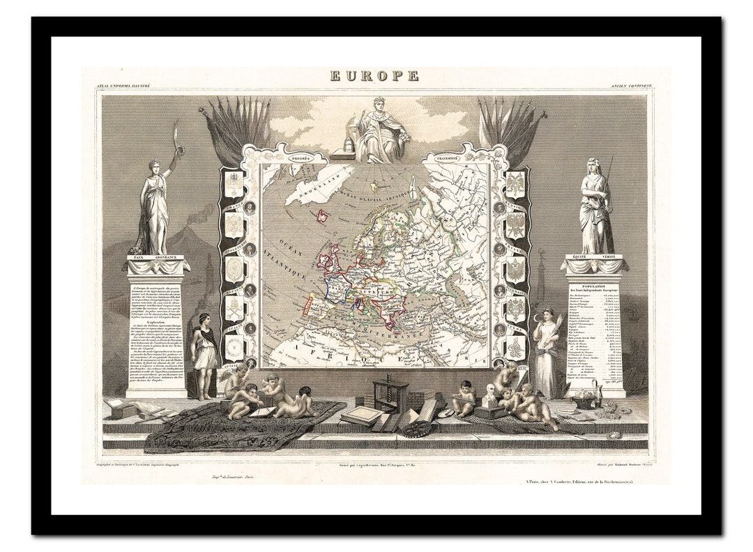 Old Map of Europe 1852 - Art Print - Vintage Poster - Antique Old ...