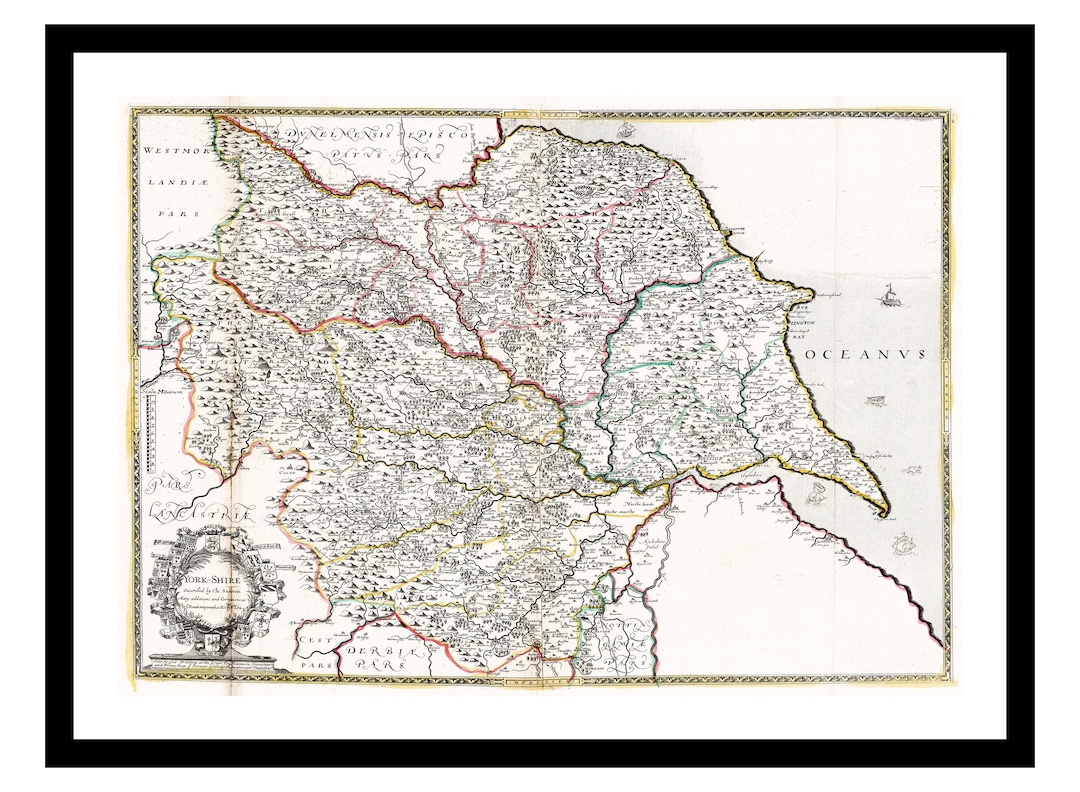Old Map of Yorkshire England UK 1732 - Art Print - Vintage Poster ...