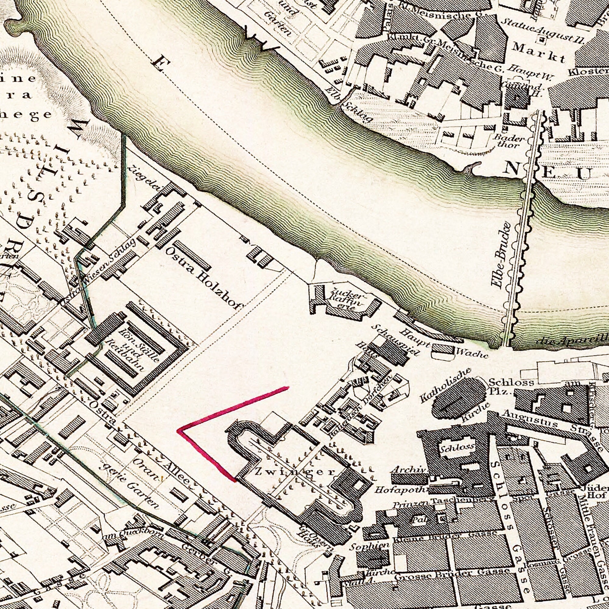 Old Map of Dresden Germany Europe 1844 - Art Print - Vintage Poster ...