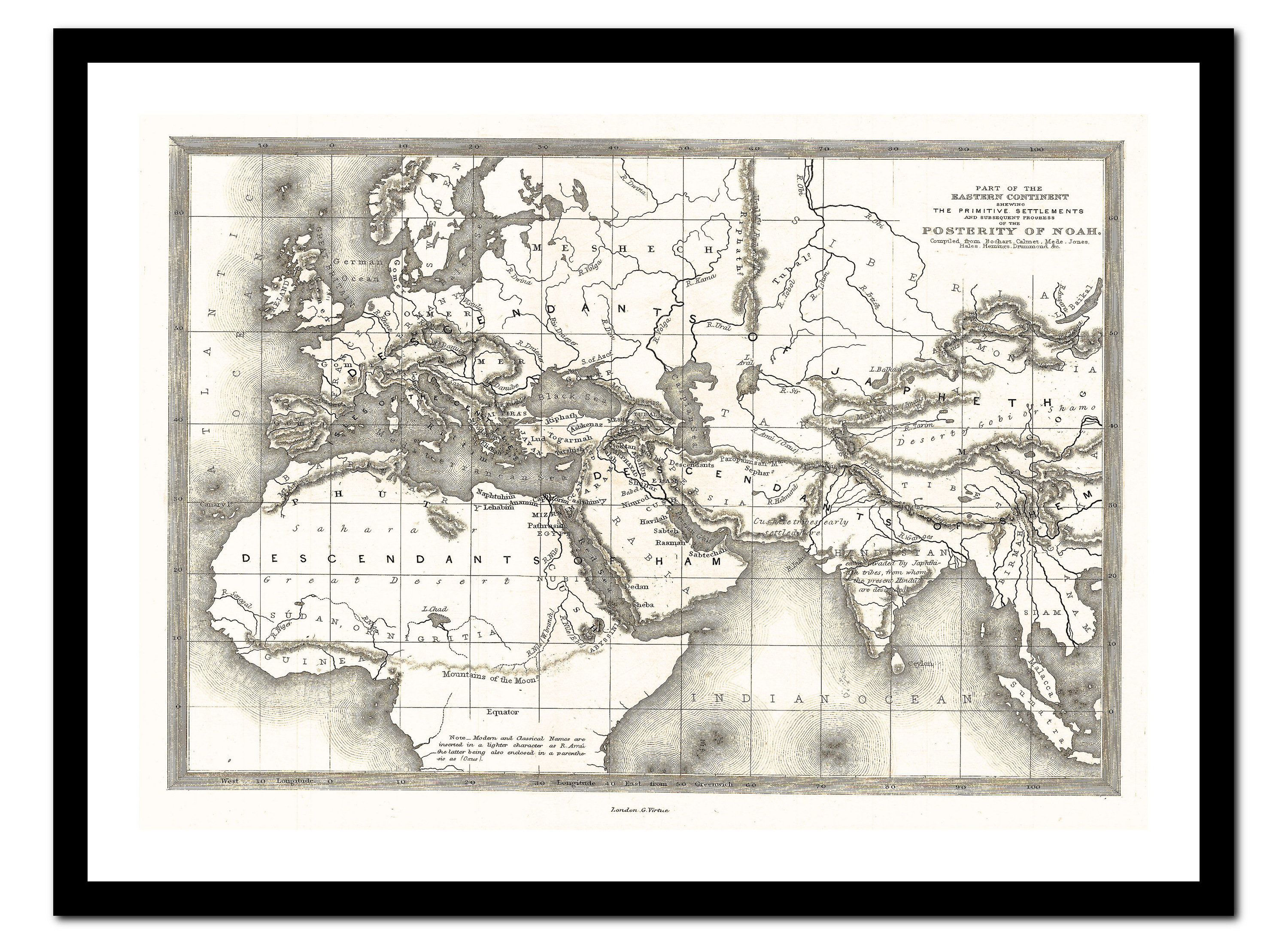 Old Map of World 1850 - Art Print - Vintage Poster - Antique Old ...