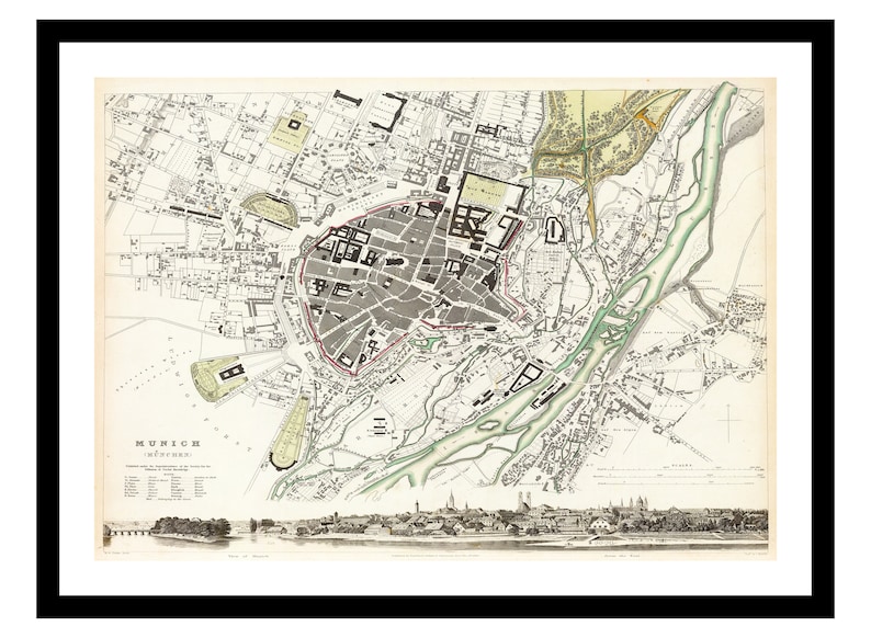 Old Map of Munich Germany Europe 1832 Art Print Vintage - Etsy