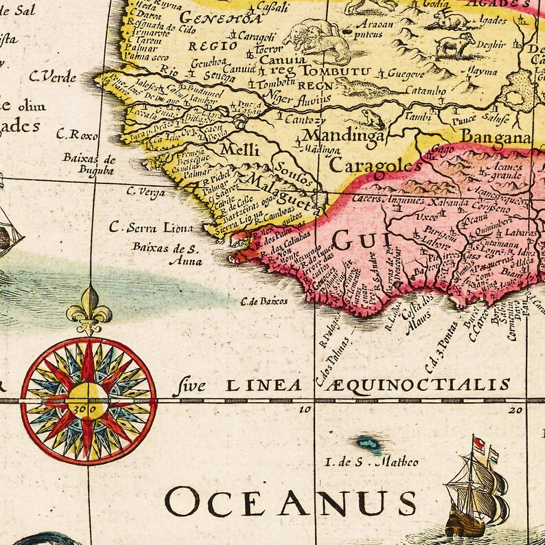 Old Map of Africa 1665 Art Print Vintage Poster Antique Old Picture ...