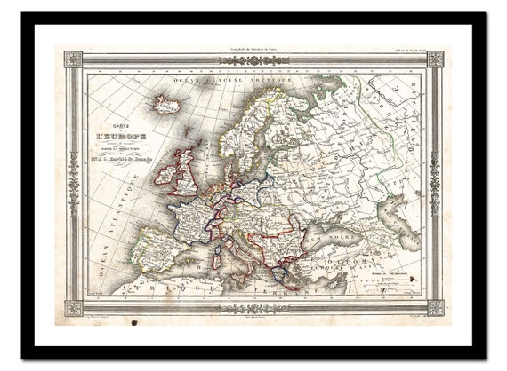Old Map of Europe 1852 Art Print Vintage Poster Antique - Etsy