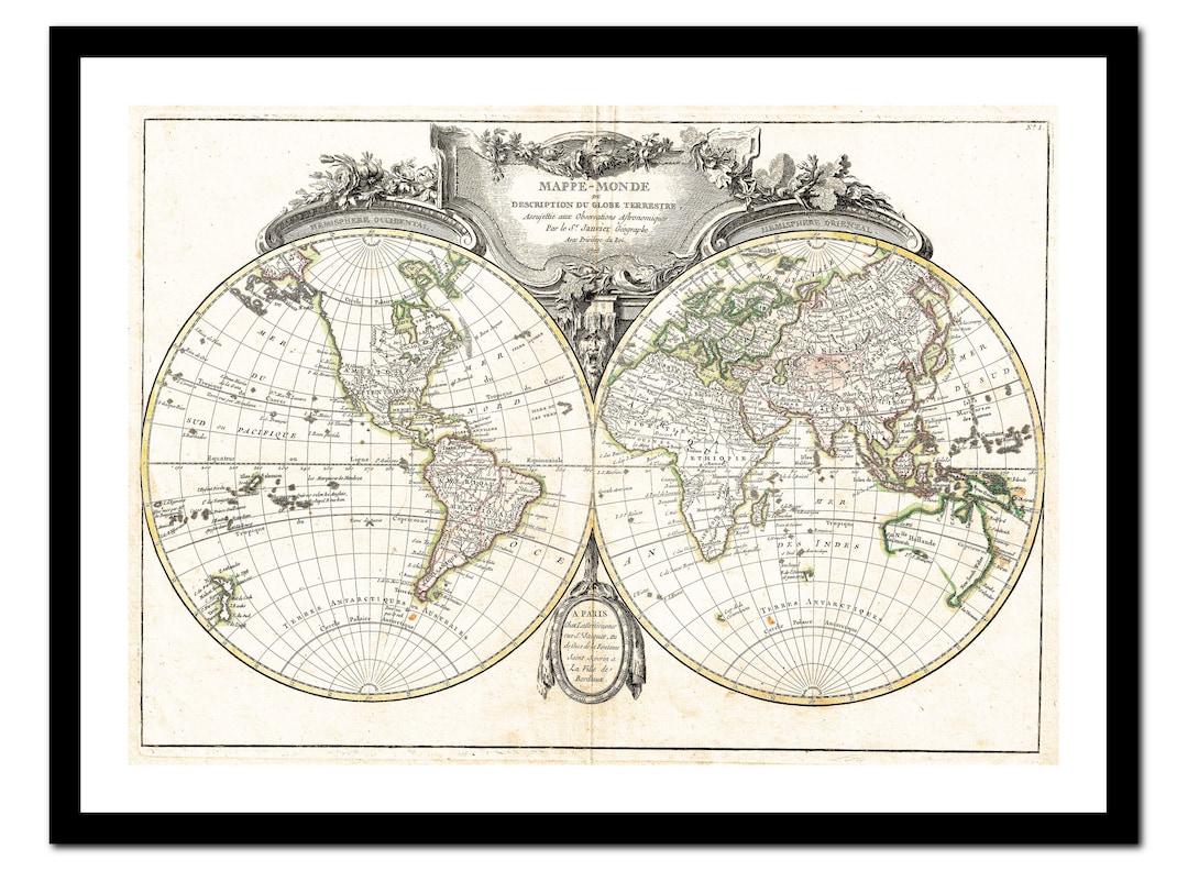 Old Map of World 1775 - Art Print - Vintage Poster - Antique Old ...