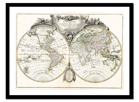 Old Map of World 1775 Art Print Vintage Poster Antique - Etsy