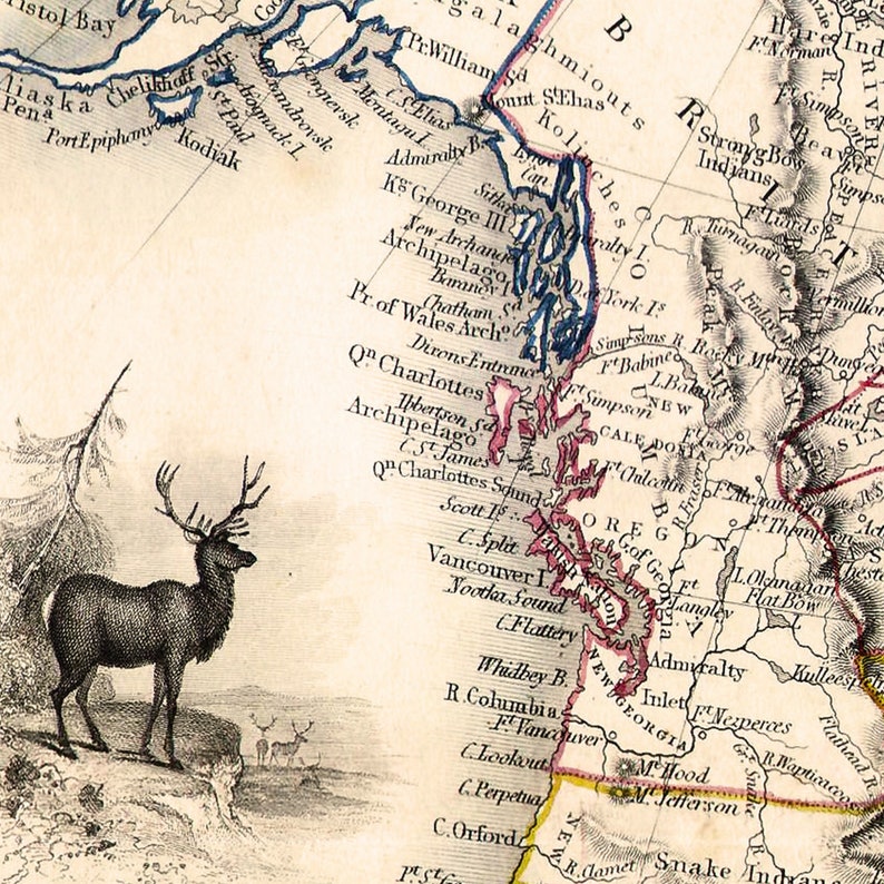 Old Map of North America 1850 Art Print Vintage Poster - Etsy
