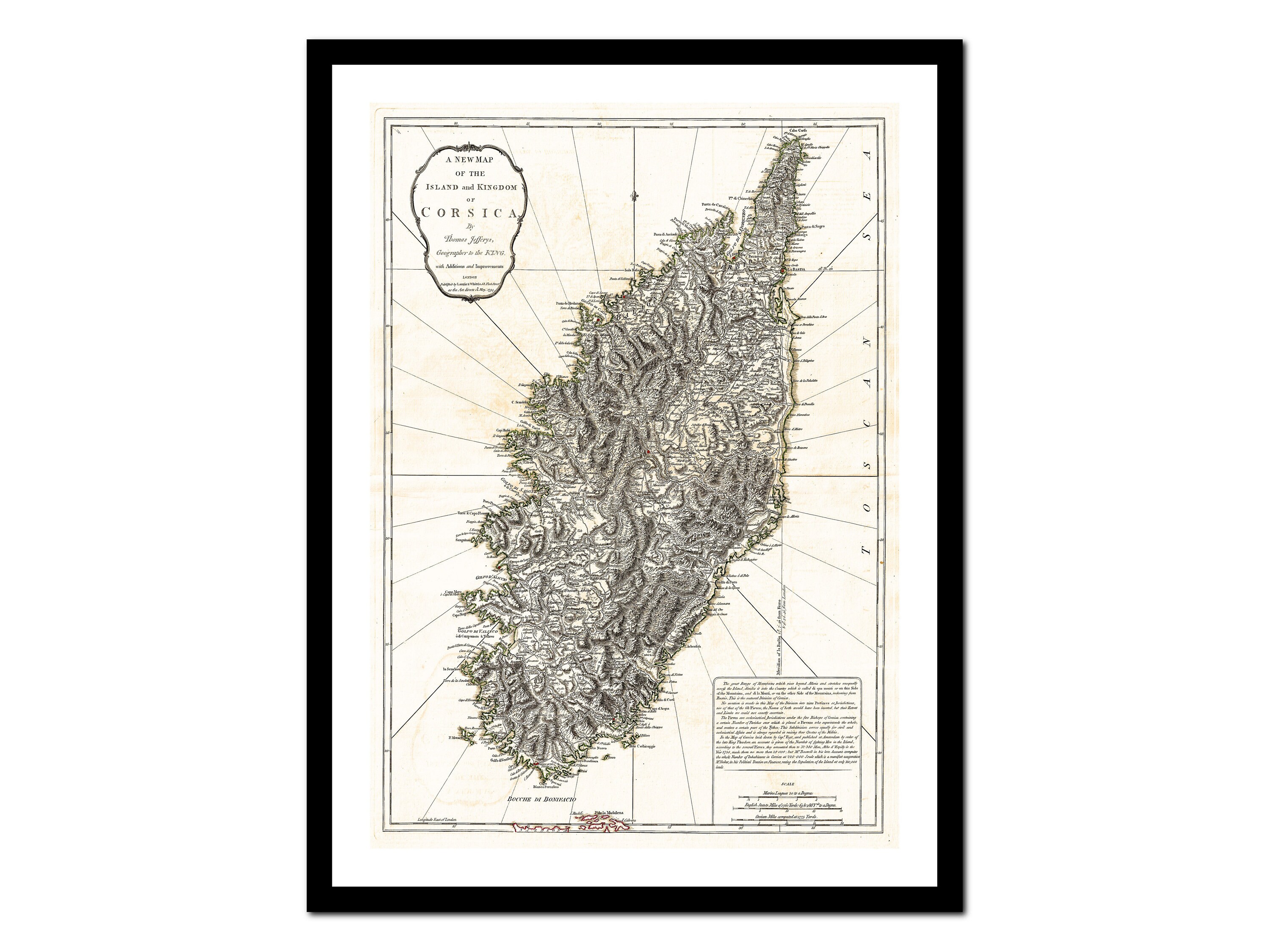 Old Map of Corsica France Europe 1794 - Art Print - Vintage Poster ...