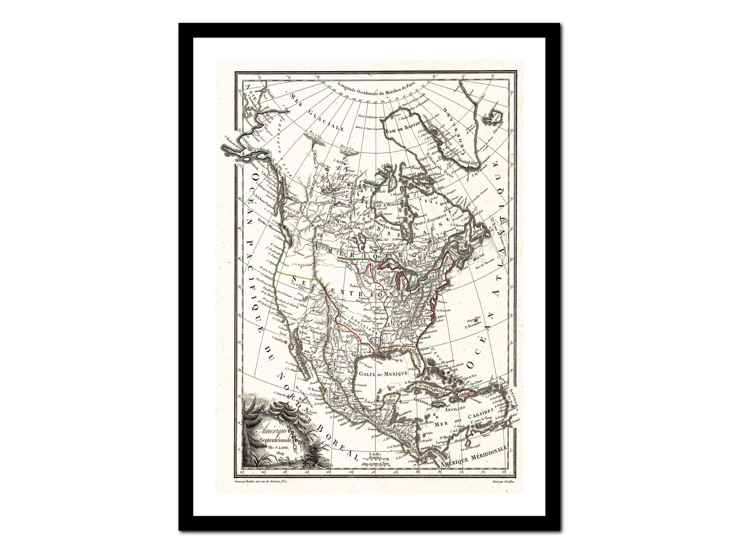 Old Map of North America 1809 - Art Print - Vintage Poster - Antique ...