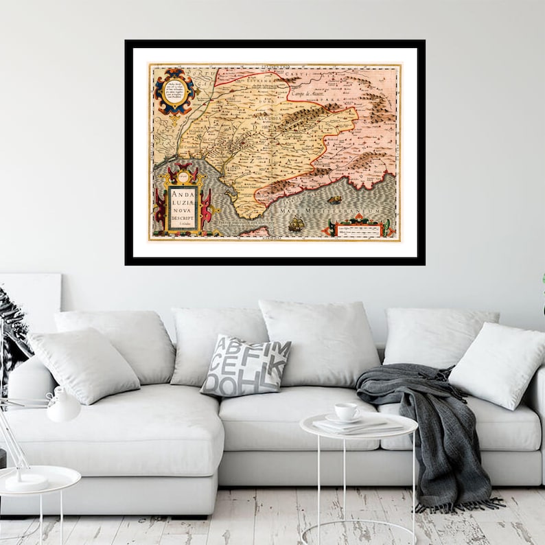 Old Map of Andalusia Spain Europe 1623 Art Print Vintage Poster Antique ...
