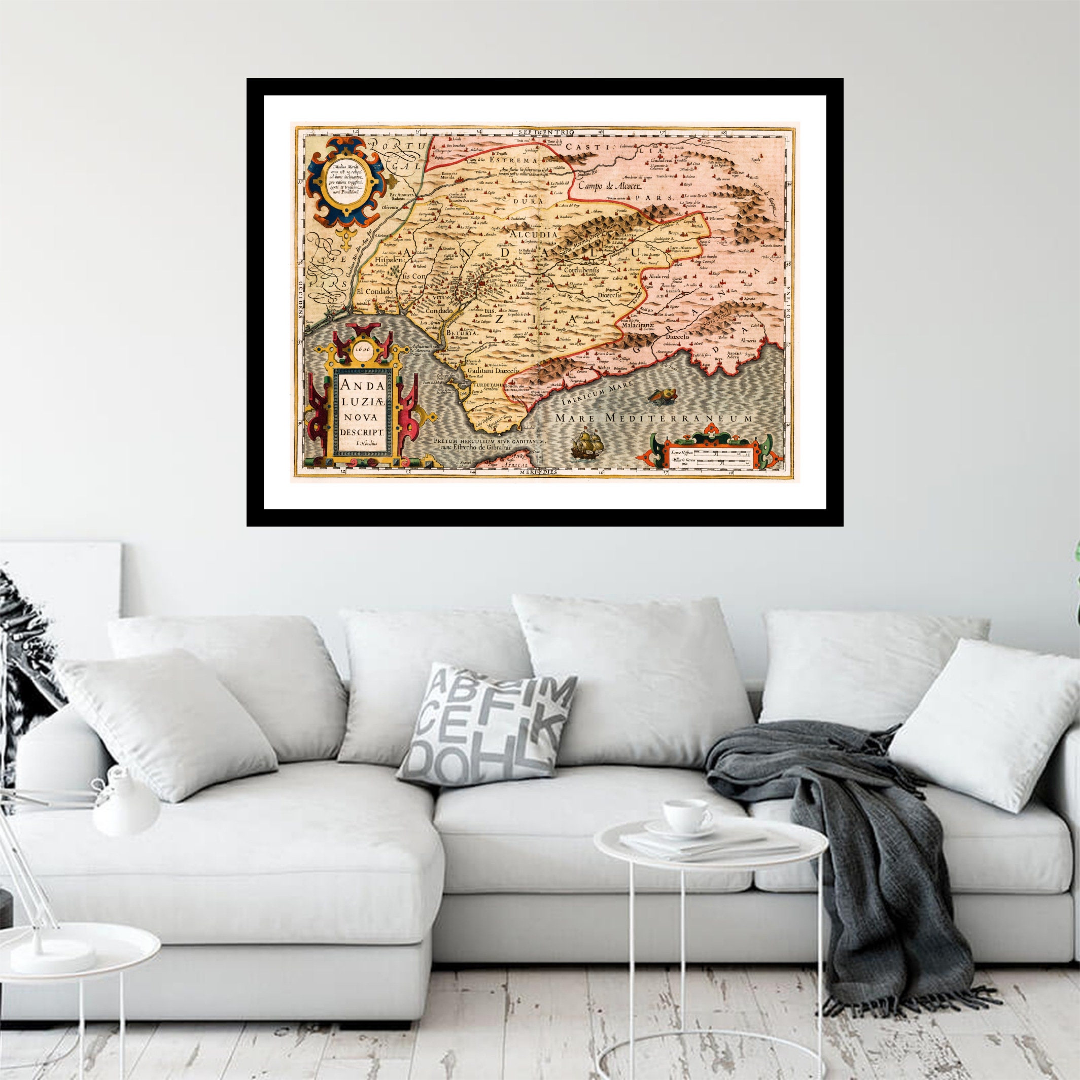 Old Map of Andalusia Spain Europe 1623 Art Print Vintage Poster Antique ...