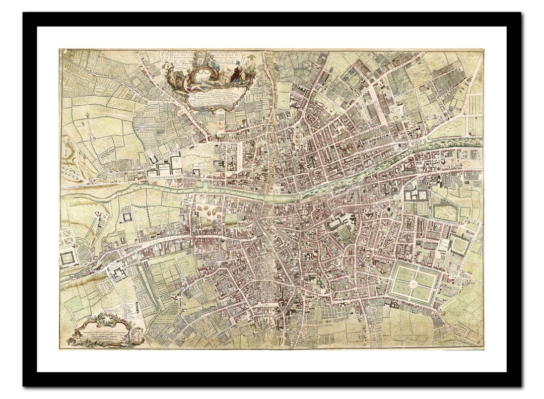 Old Map of Dublin Ireland Europe 1756 - Art Print - Vintage Poster ...