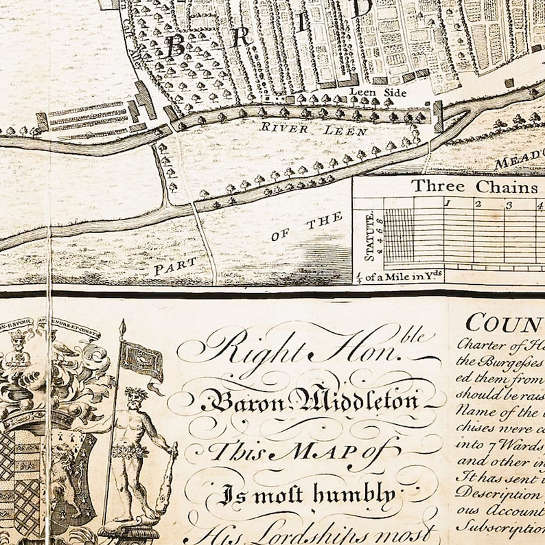 Old Map of Nottingham England UK Europe 1744 Art Print - Etsy