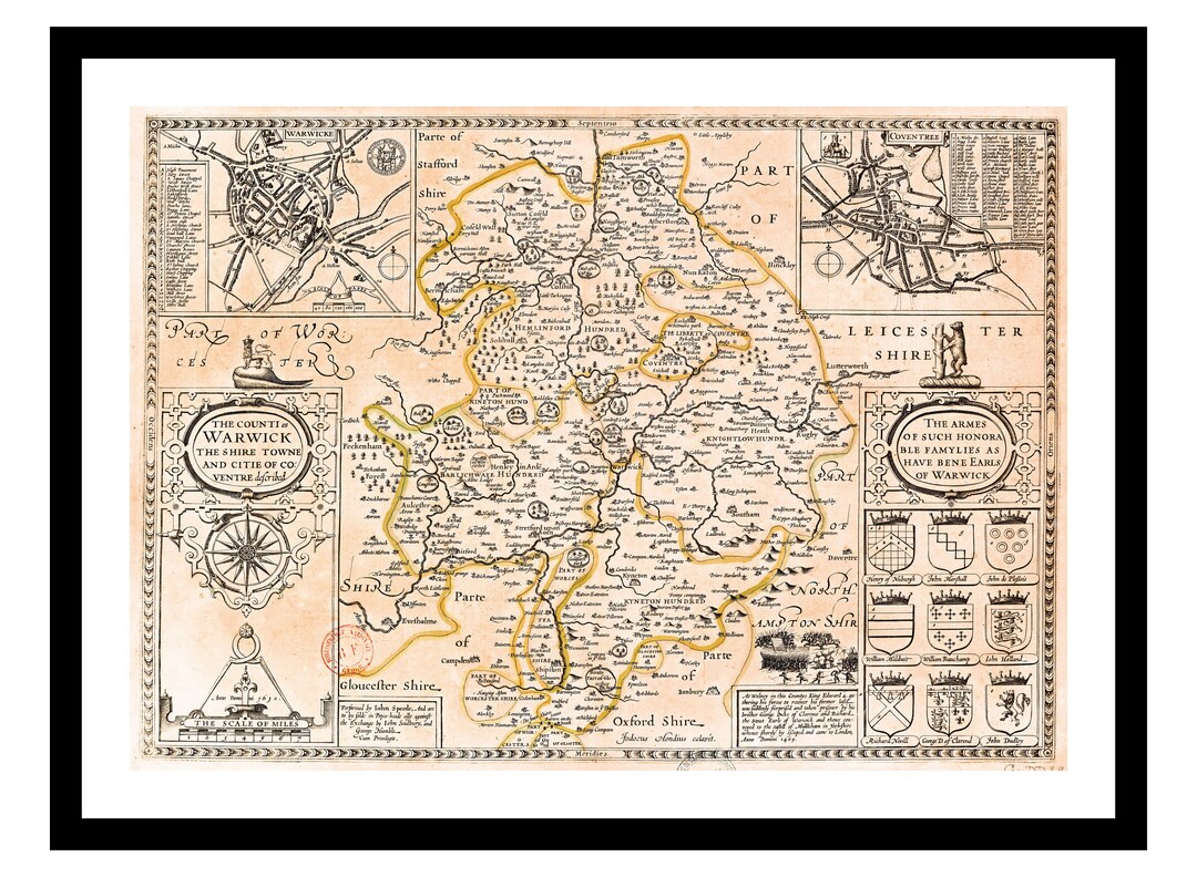 Old Map of Coventry England UK 1610 - Art Print - Vintage Poster ...