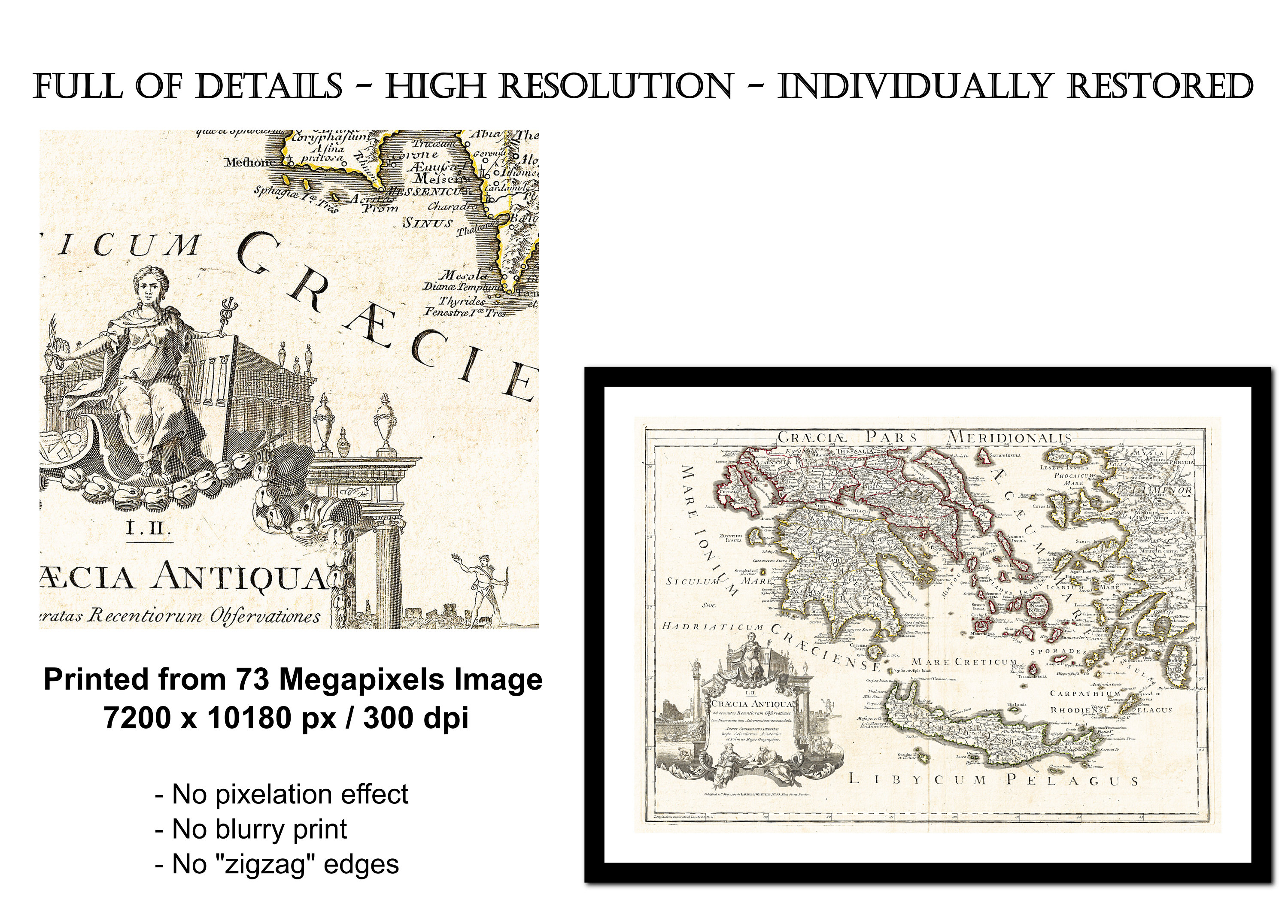 Old Map of Greece Europe 1794 - Art Print - Vintage Poster - Antique ...