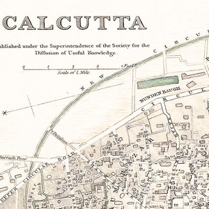 Old Map of Calcutta India Asia 1842 - Art Print - Vintage Poster ...