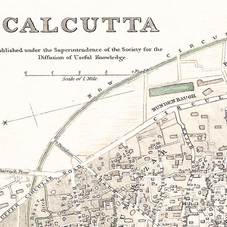 Old Map of Calcutta India Asia 1842 Art Print Vintage - Etsy