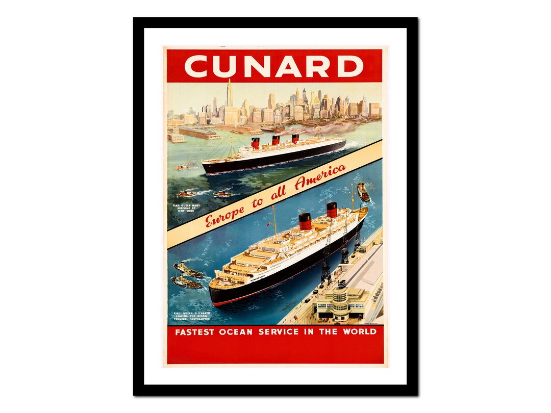 Cunard Line Travel Poster - Vintage Art Print - Antique Old Picture ...