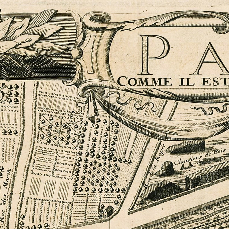 Old Map of Paris France Europe 1710 Art Print Vintage Poster Antique ...